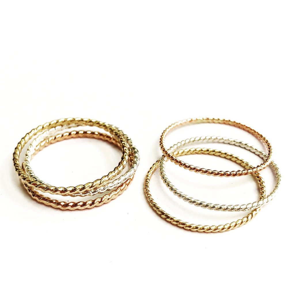 Becca Ring – Dainty Rope Twist Gold Stacking Ring | Agapantha Jewelry